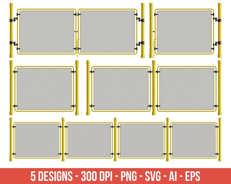 Metal Wire Fence and Gate Clipart, Industrial Fence – Clip Art ...