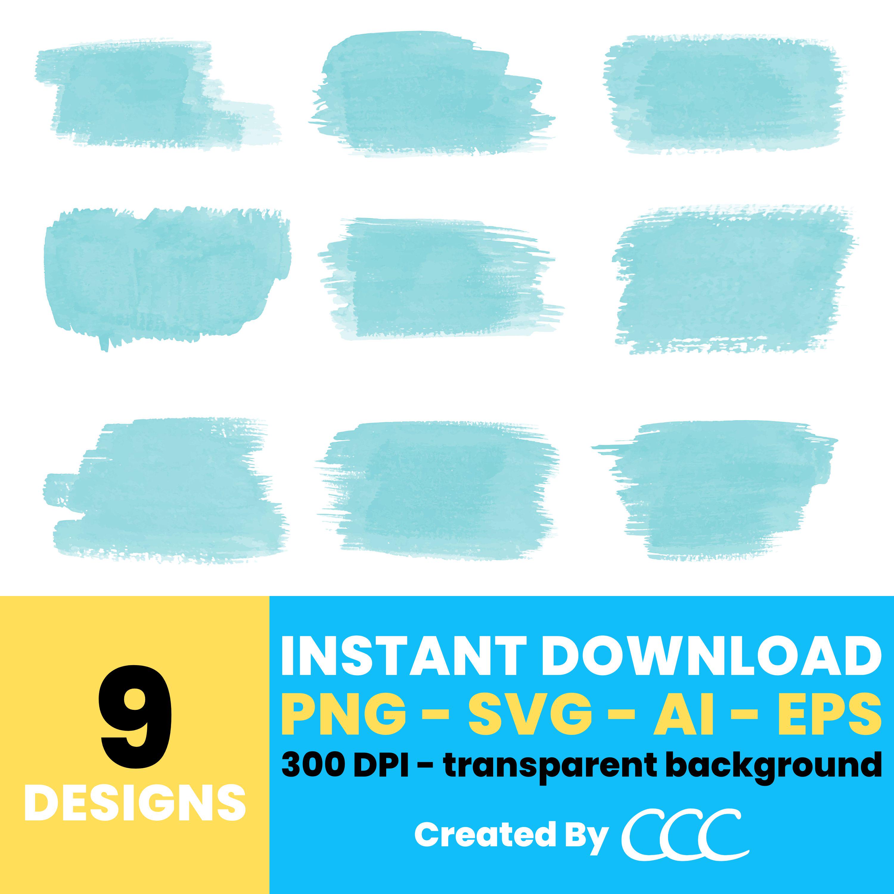 Aqua Watercolor Brush Strokes Clipart – Digital Paint Strokes, Vector ...