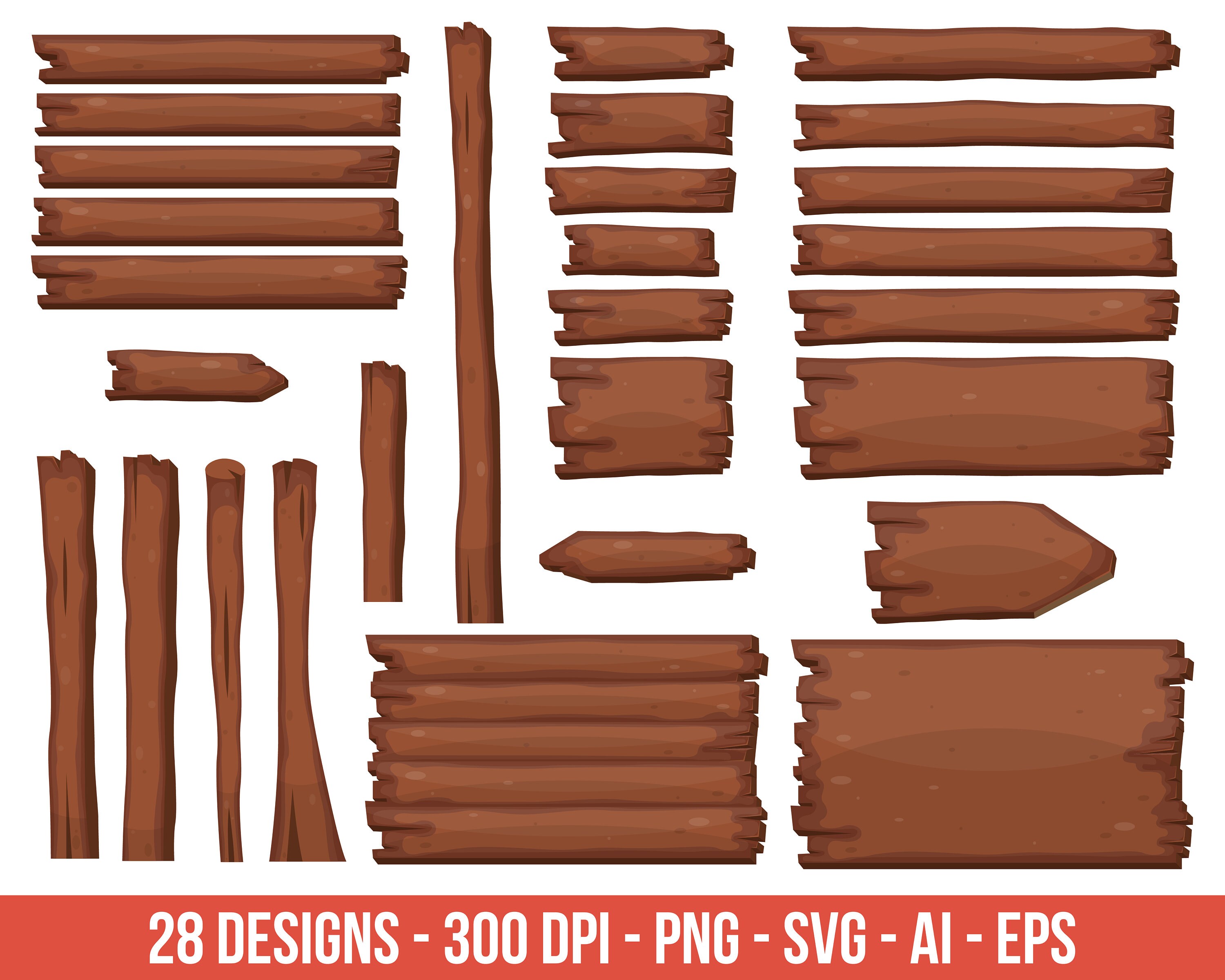 Wooden Planks Clipart Cartoon Style Clip Art Commercial - Etsy