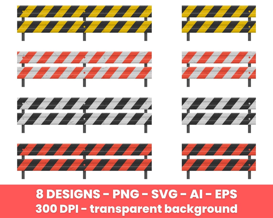 Road Guardrail Clipart Set. Digital Images or Vector Graphics for ...