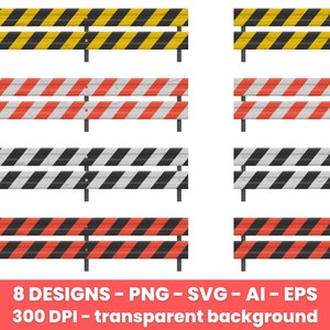 Road Guardrail Clipart Set. Digital Images or Vector Graphics for ...