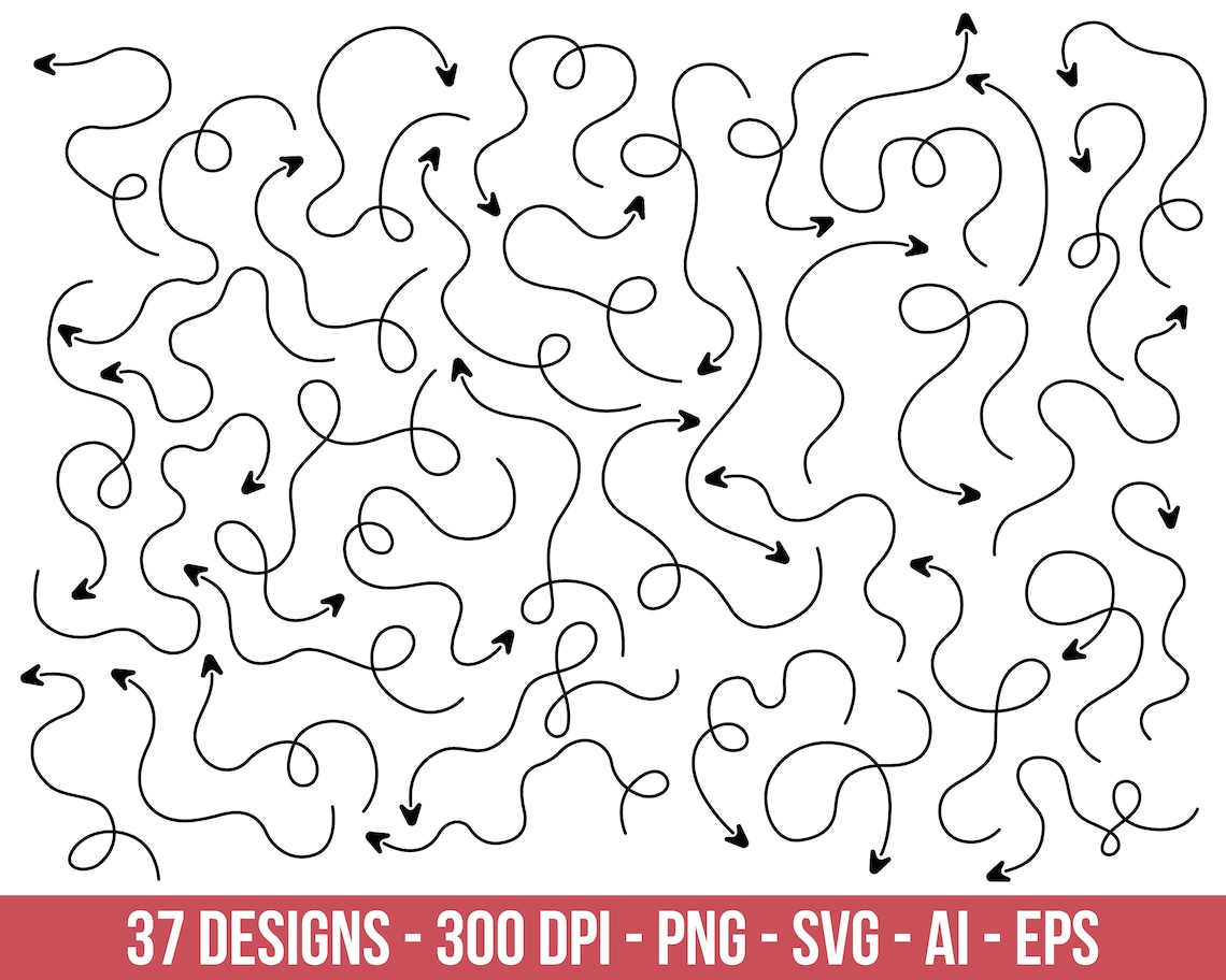 Hand Drawn Arrow Line Clipart Set. Digital Images or Vector - Etsy