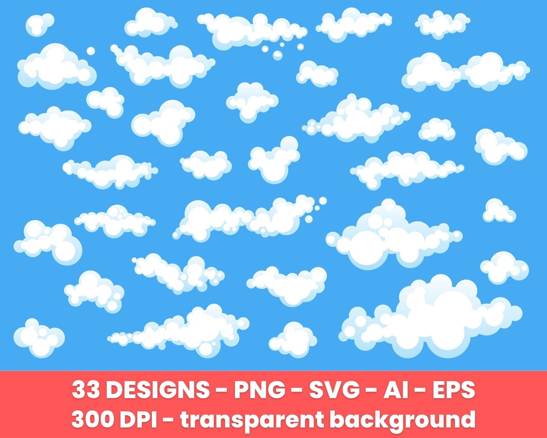 Set of Catoon Clouds Clipart Set, Vector Graphics, Commercial Use ...