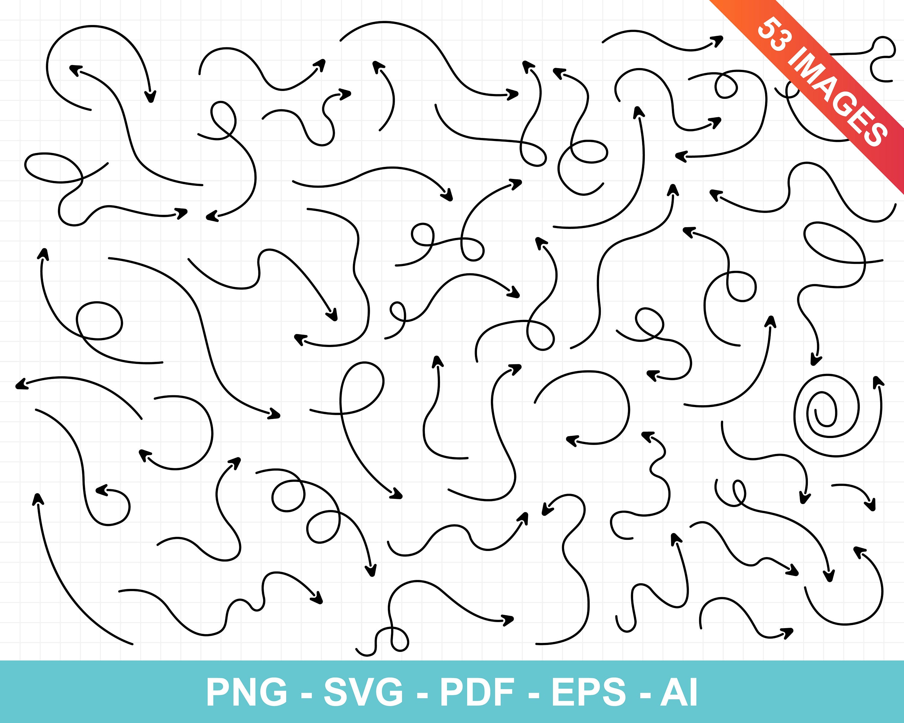 Hand Drawn Arrows Clipart Set, Arrow Vector Graphics, Commercial Use ...