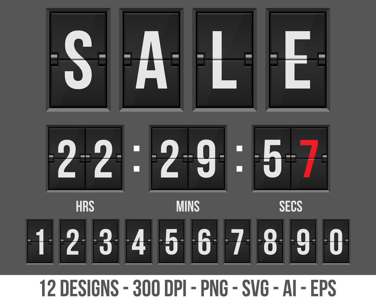 Sale Countdown Timer Clipart Set. Digital Images or Vector Graphics for ...