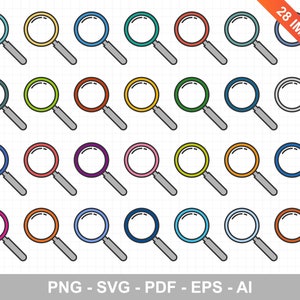 Magnifying Glass Clipart Set, Vector Graphics, Commercial Use, Digital ...