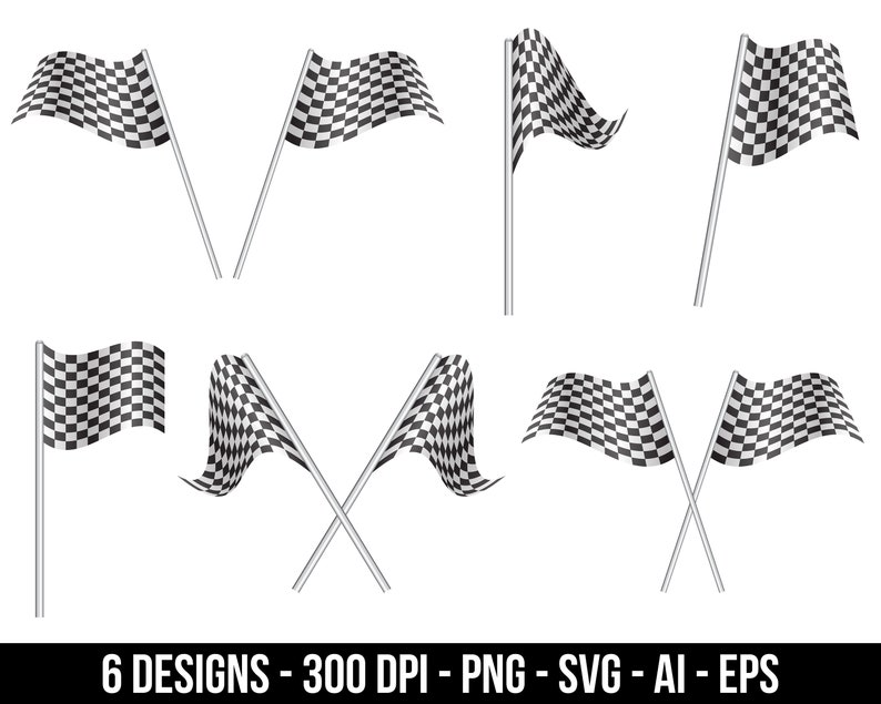 Race Flag Clipart Set. Digital Images or Vector Graphics for Commercial ...
