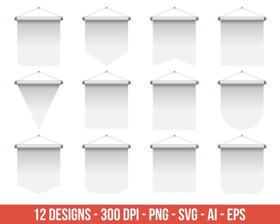 Realistic Pennant Clipart Banner Clip Art Flag Clip Art | Etsy