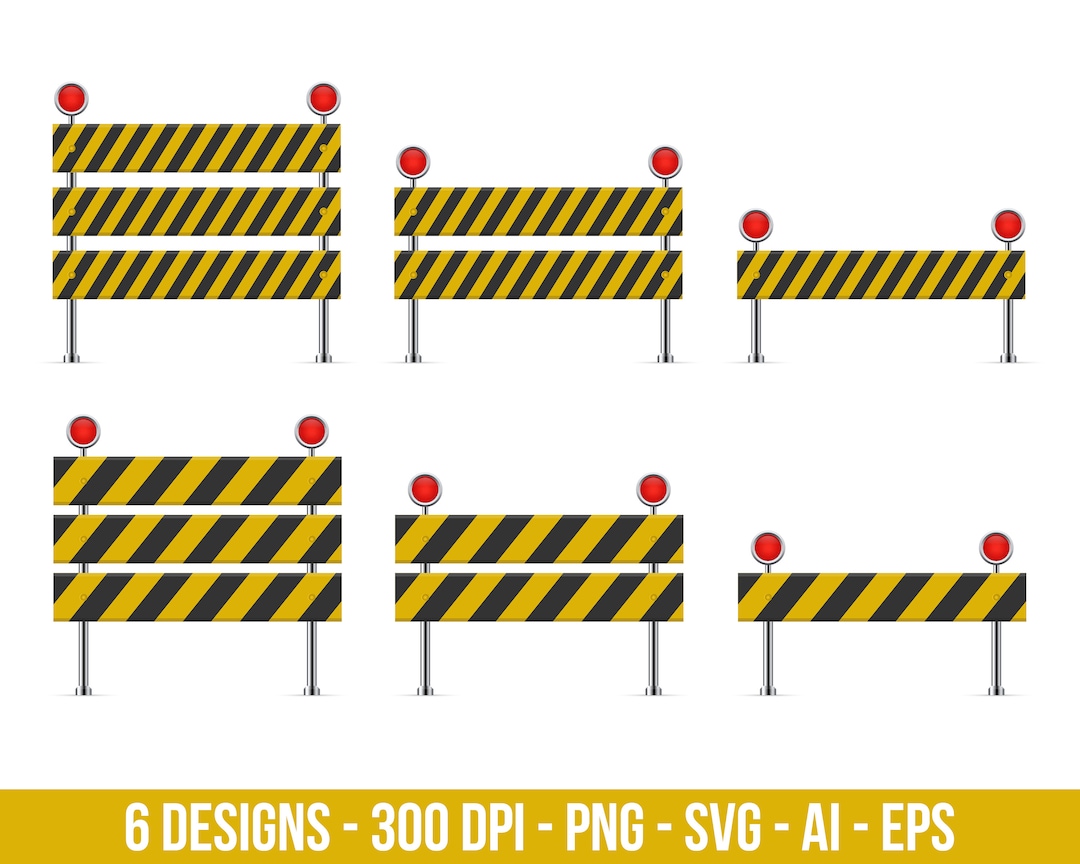 Under Construction Barrier for Road Clipart Set. Digital Images or ...
