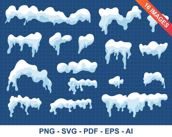 Set of Snow Caps Clipart Set Vector Graphics Commercial Use | Etsy