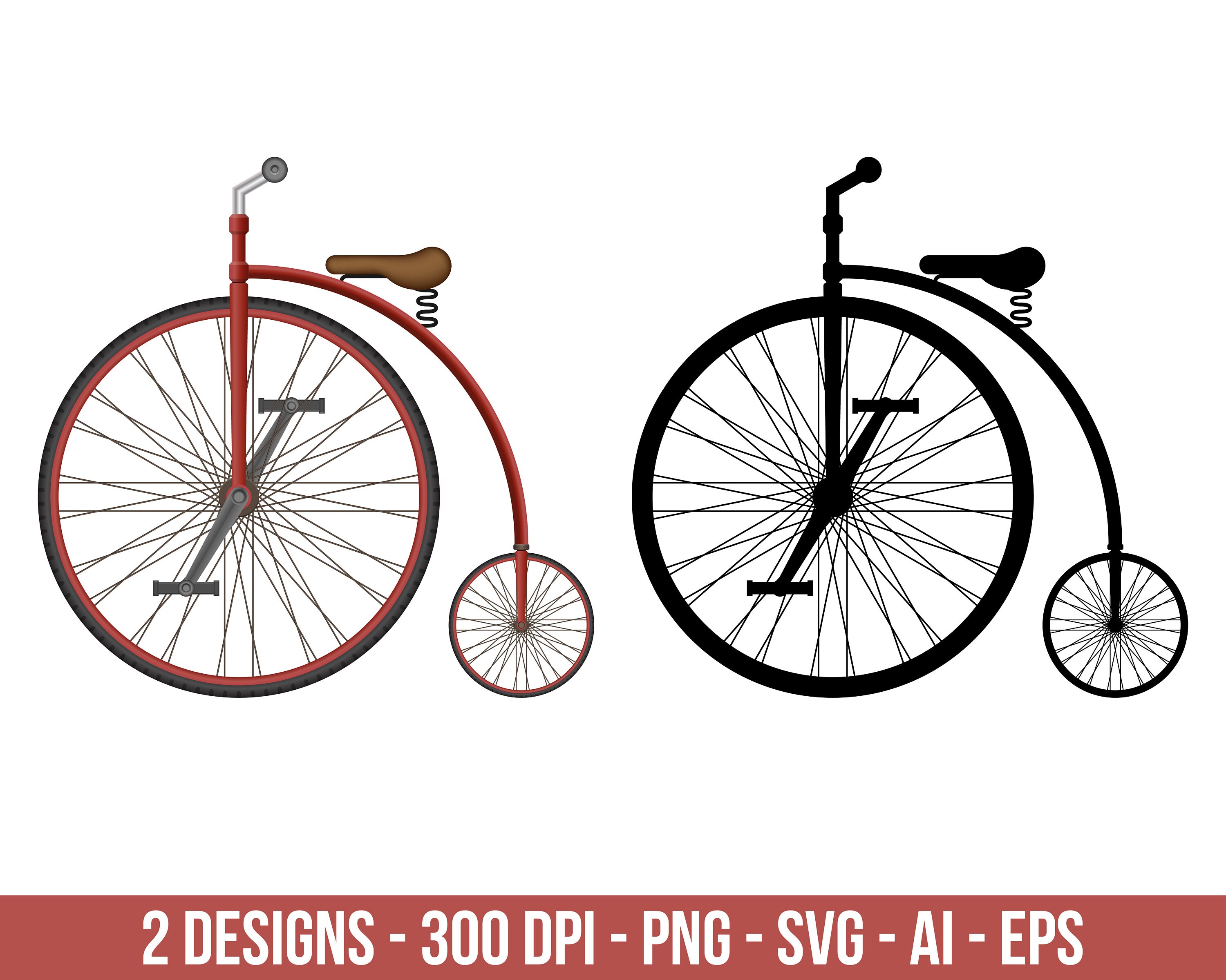 Old Retro Bike Clipart Set. Digital Images or Vector Graphics for ...