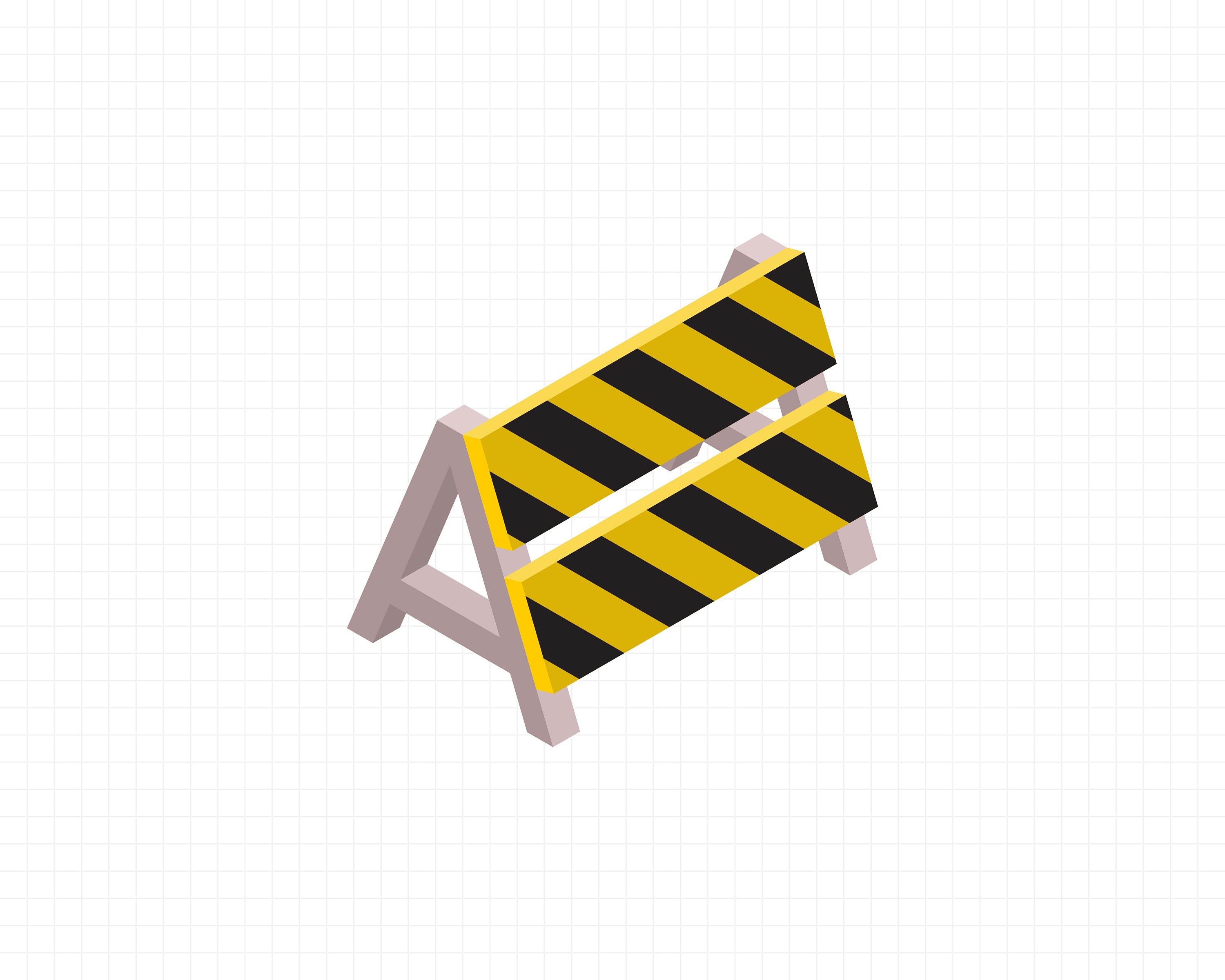 Isometric Under Construction Barrier Clipart Set, Commercial Use ...