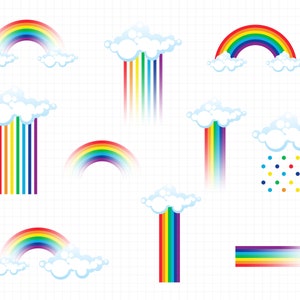 Colorful Rainbow Clipart Set, Rainbow Vector Graphics, Commercial Use ...