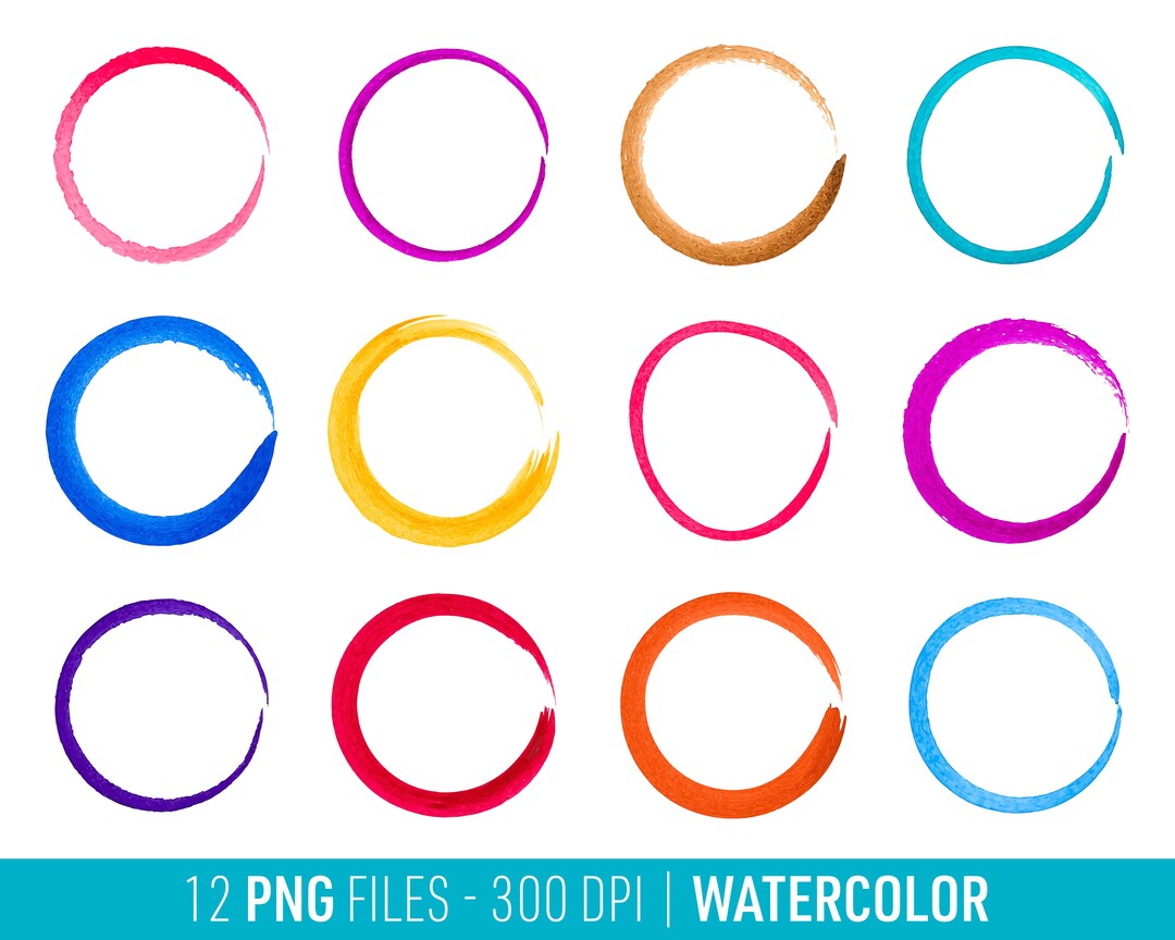 Round Watercolor Badge Clipart Set – Instant Download, Personal Use ...