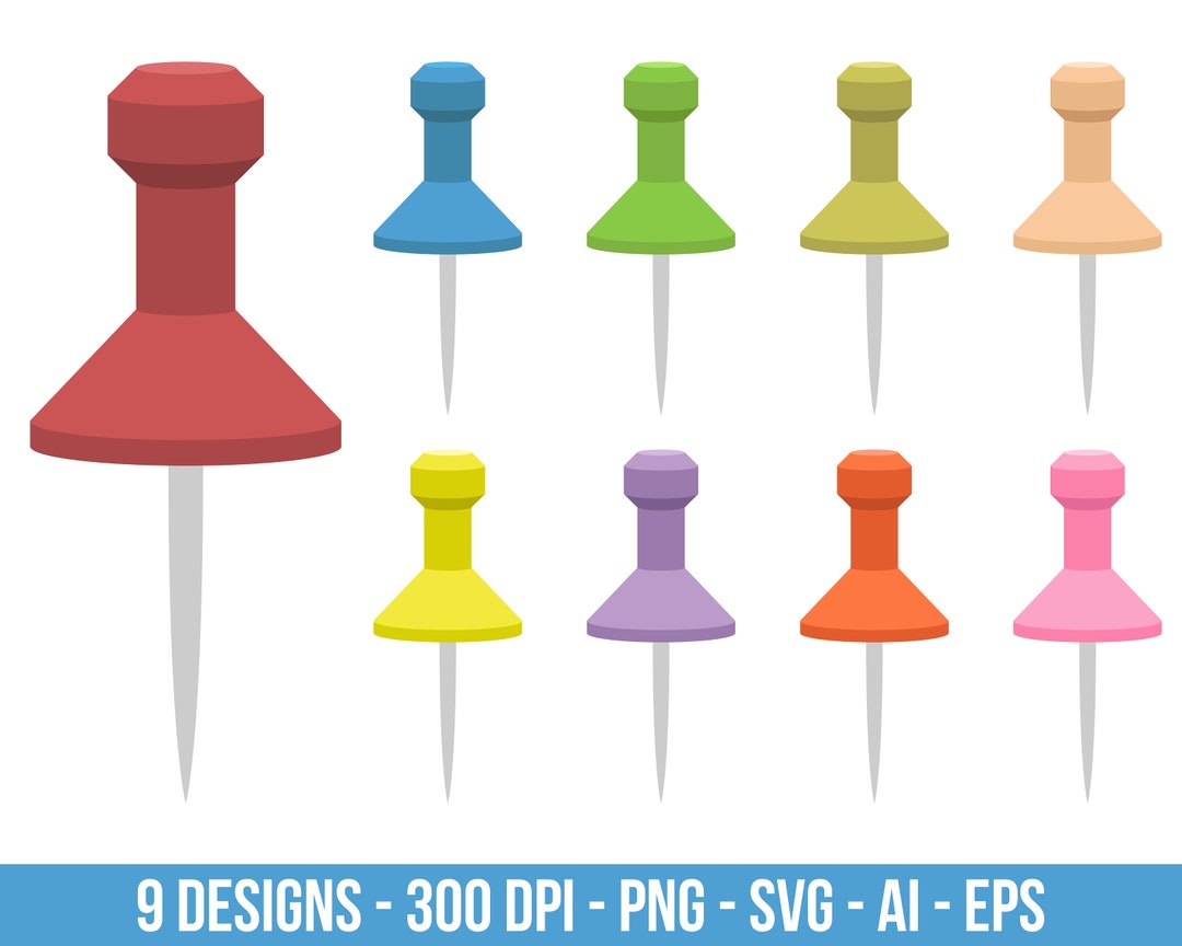 Push Pin Clipart Set. Digital Images or Vector Graphics for Commercial ...