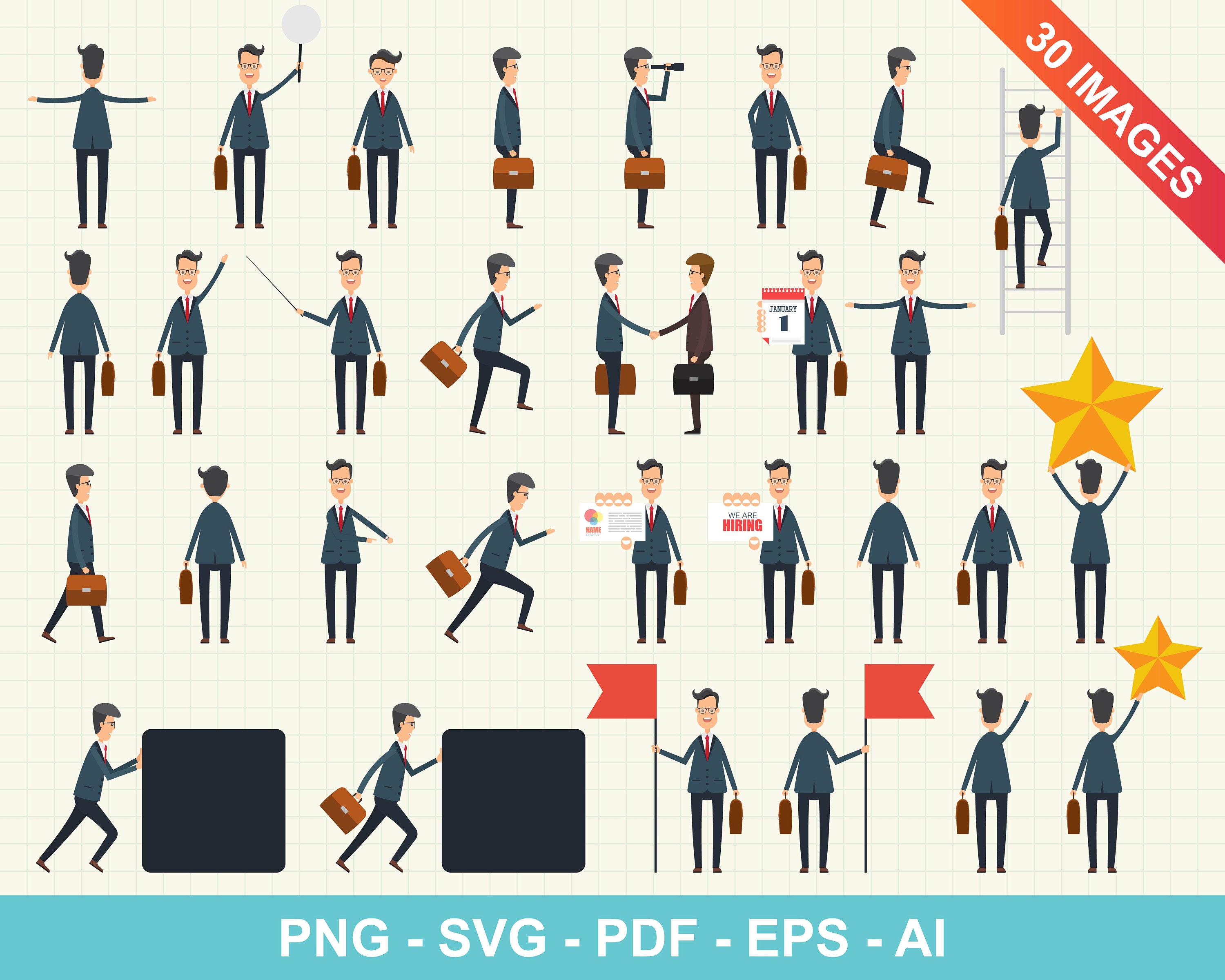 Man Character Clipart Set Character Vector Graphics - Etsy