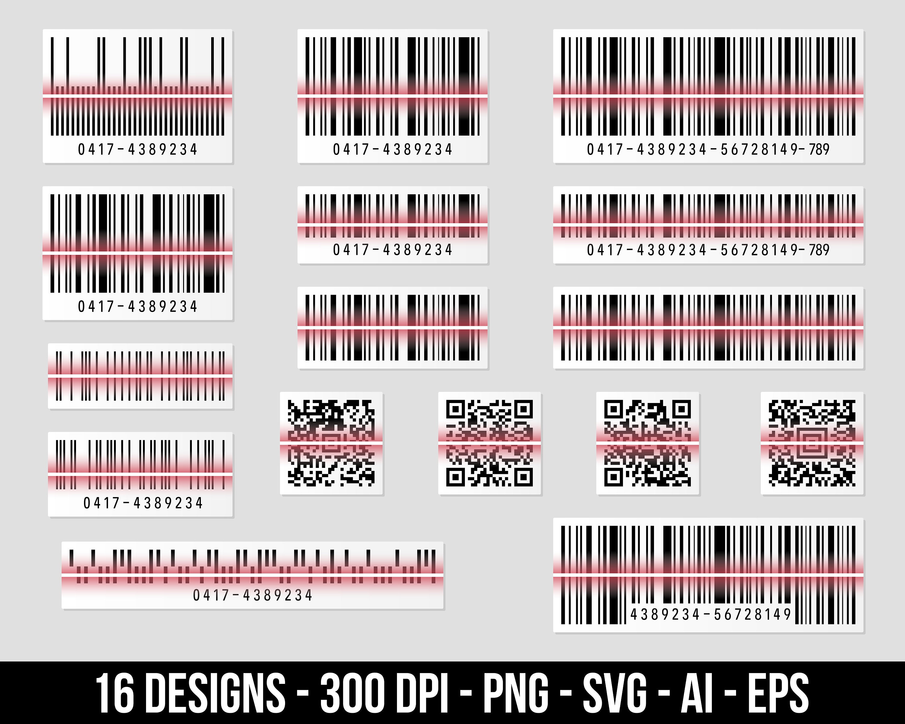 Product Barcode and Qr Code Clipart Set. Digital Images or Vector ...