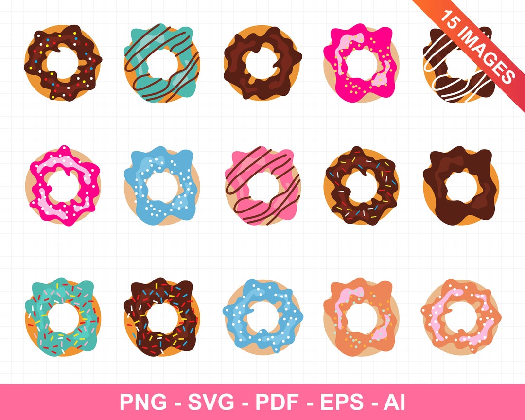 Set of Different Donuts Clipart. Doughnut, Glazed, Sweet, Chocolate ...
