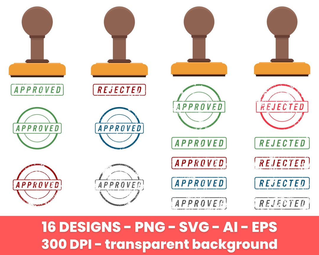 Wooden Stamper and Stamp Mark With Approved and Rejected Text Clipart ...