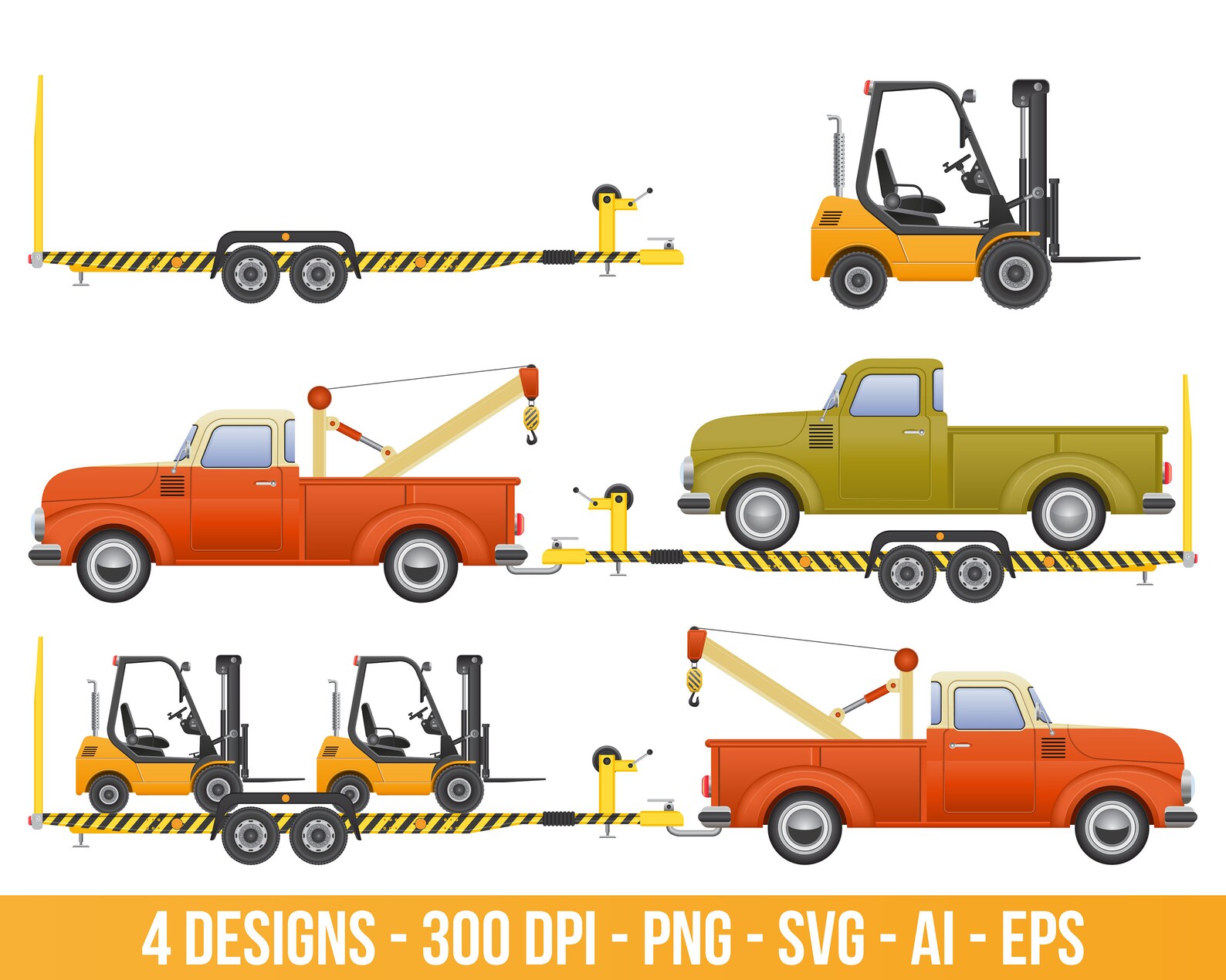Pickup Car and Trailer Clipart Set – Instant Download, Personal Use ...