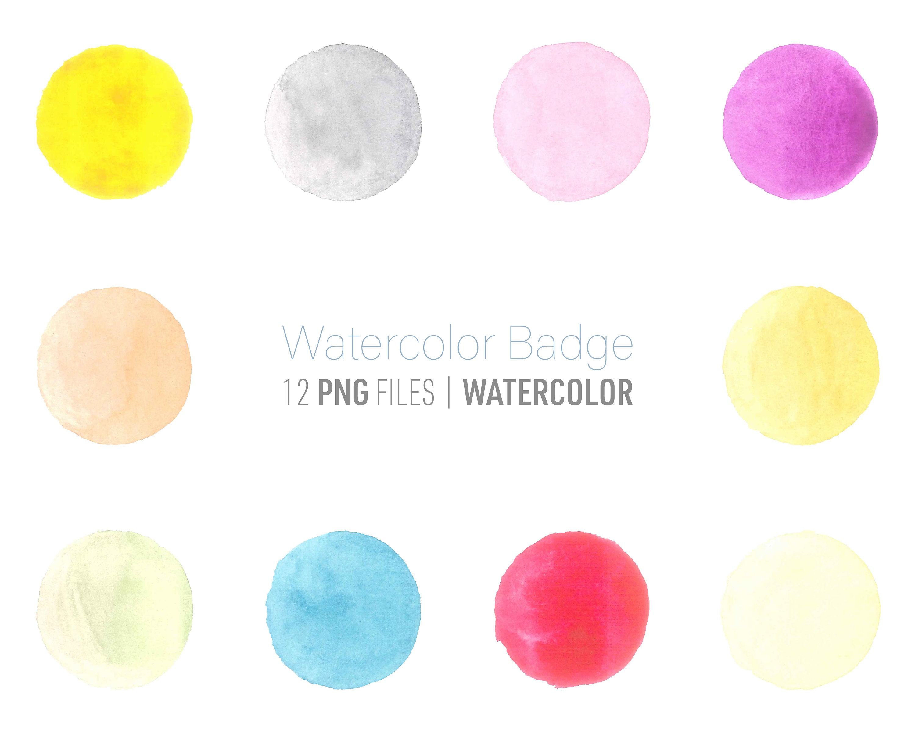 Round Watercolor Badge Clipart Set – Instant Download, Personal Use ...