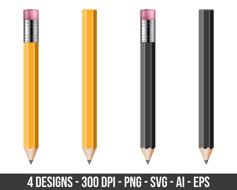 Realistic Pencils Clipart Set. Digital Images or Vector Graphics for ...