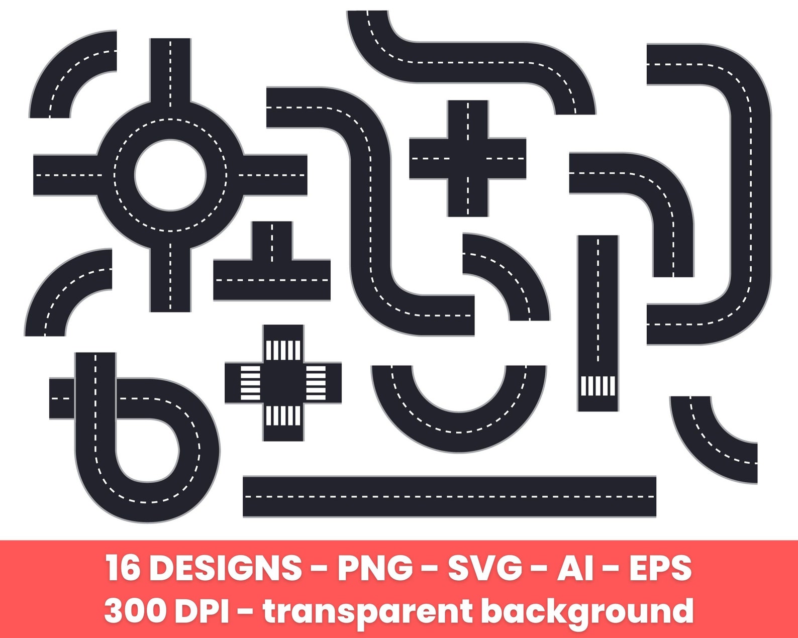 Road Elements Clipart Road Segment Clip Art Clip Art - Etsy