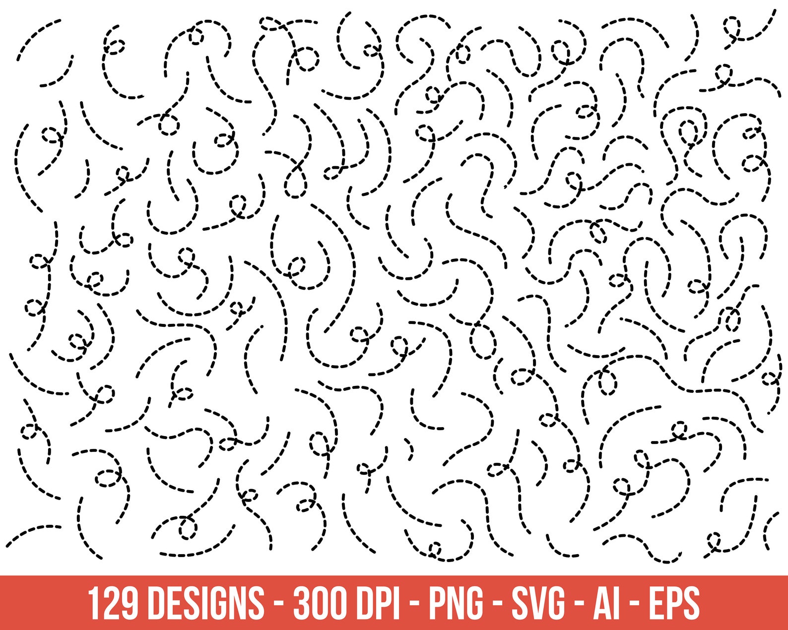 Hand Drawn Dotted Lines Clipart, Curve Line – Clip Art Commercial Use ...