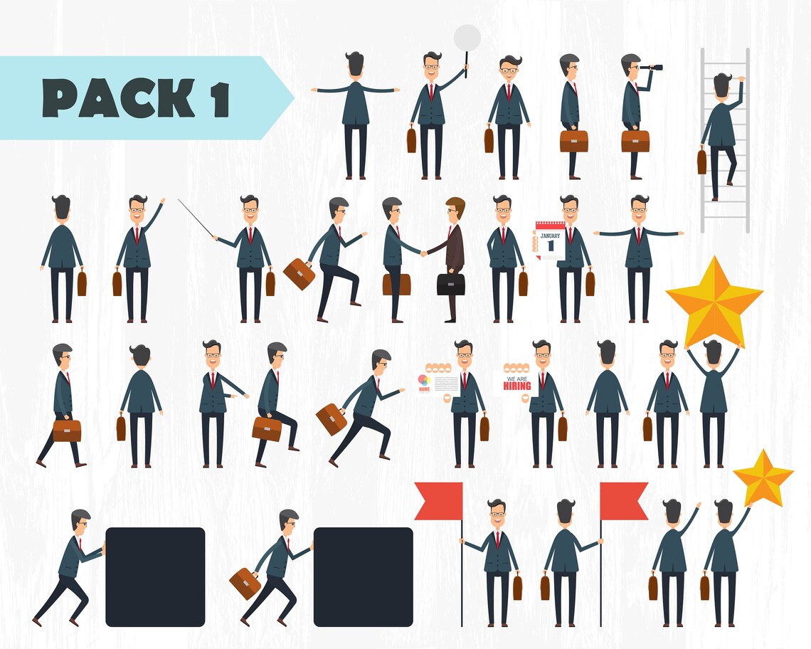 Man & Woman Character Package Clipart. People, Businessman ...