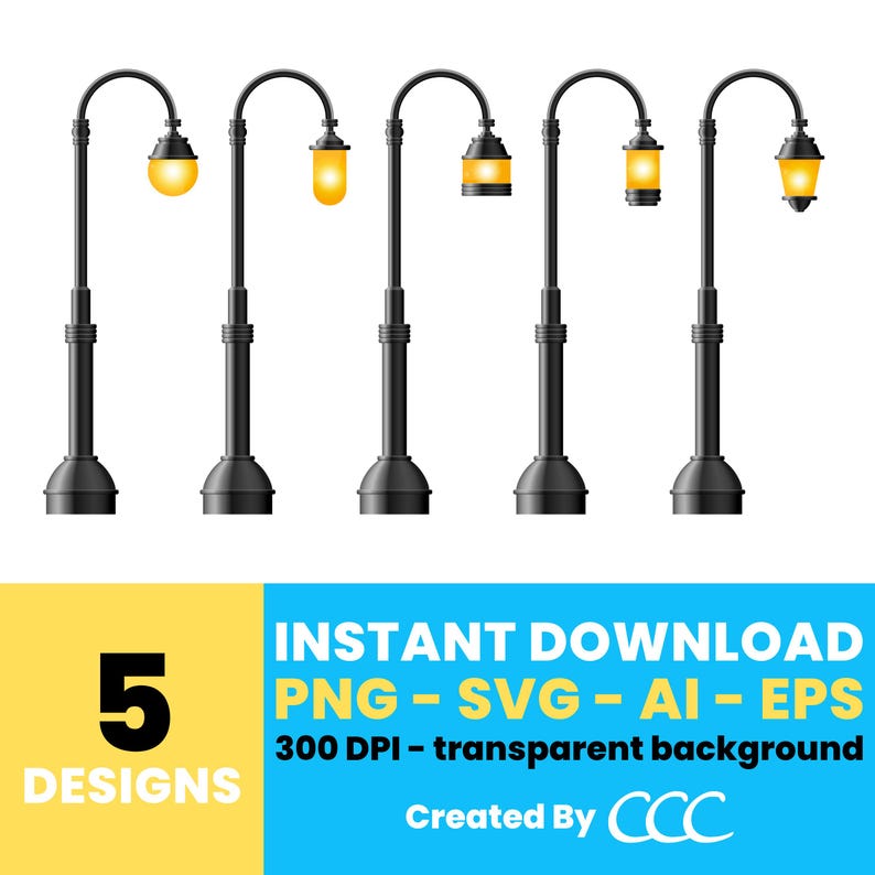 Vintage Street Lamp Clipart – Digital Lantern Graphics, Vector Art for ...