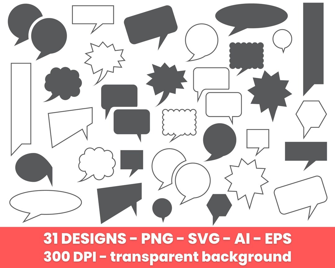 Speech Bubble Clipart Set. Digital Images or Vector Graphics for ...