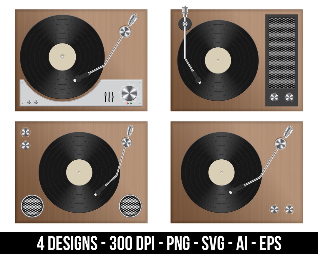 Vintage Record Player Clipart Set. Digital Images or Vector Graphics ...