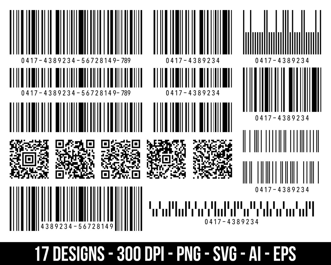 Product Barcode and Qr Code Clipart Set. Digital Images or Vector ...
