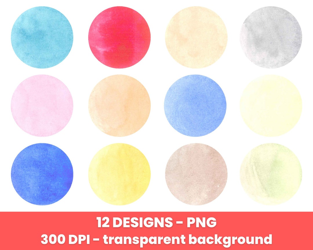 Round Watercolor Badge Clipart Set – Instant Download, Personal Use ...