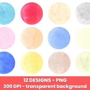 Round Watercolor Badge Clipart Set – Instant Download, Personal Use ...