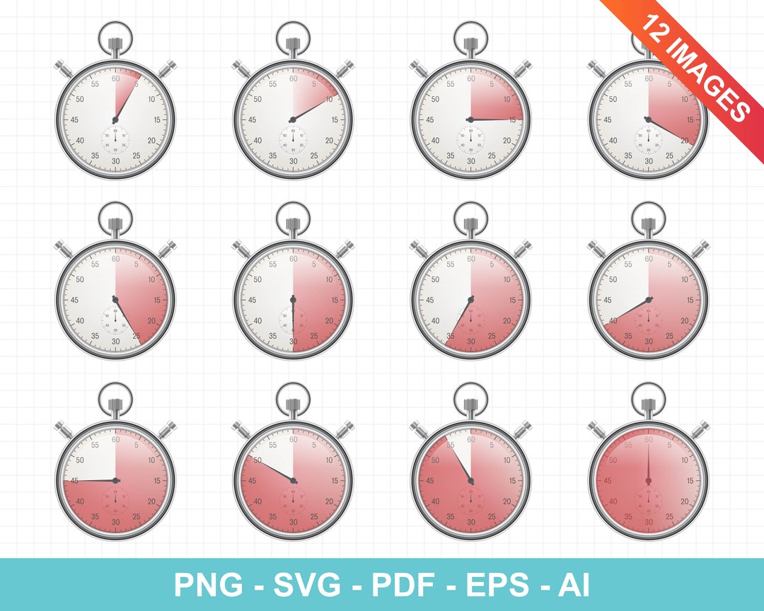 Vintage Stopwatch Clipart Set, Vector Graphics, Commercial Use, Digital ...