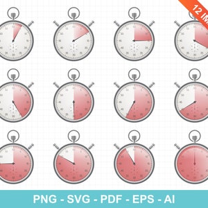 Vintage Stopwatch Clipart Set, Vector Graphics, Commercial Use, Digital ...