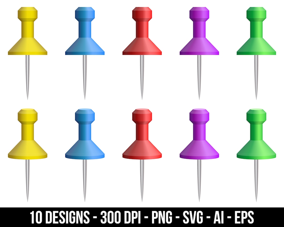 Push Pin Clipart Set. Digital Images or Vector Graphics for Commercial ...