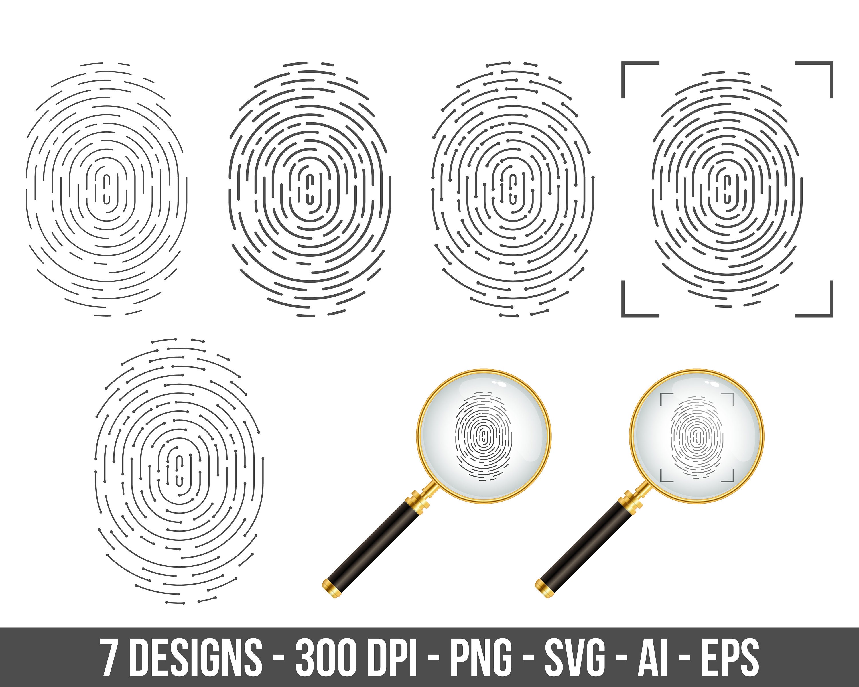 Circle Fingerprint Clipart Set. Digital Images or Vector - Etsy
