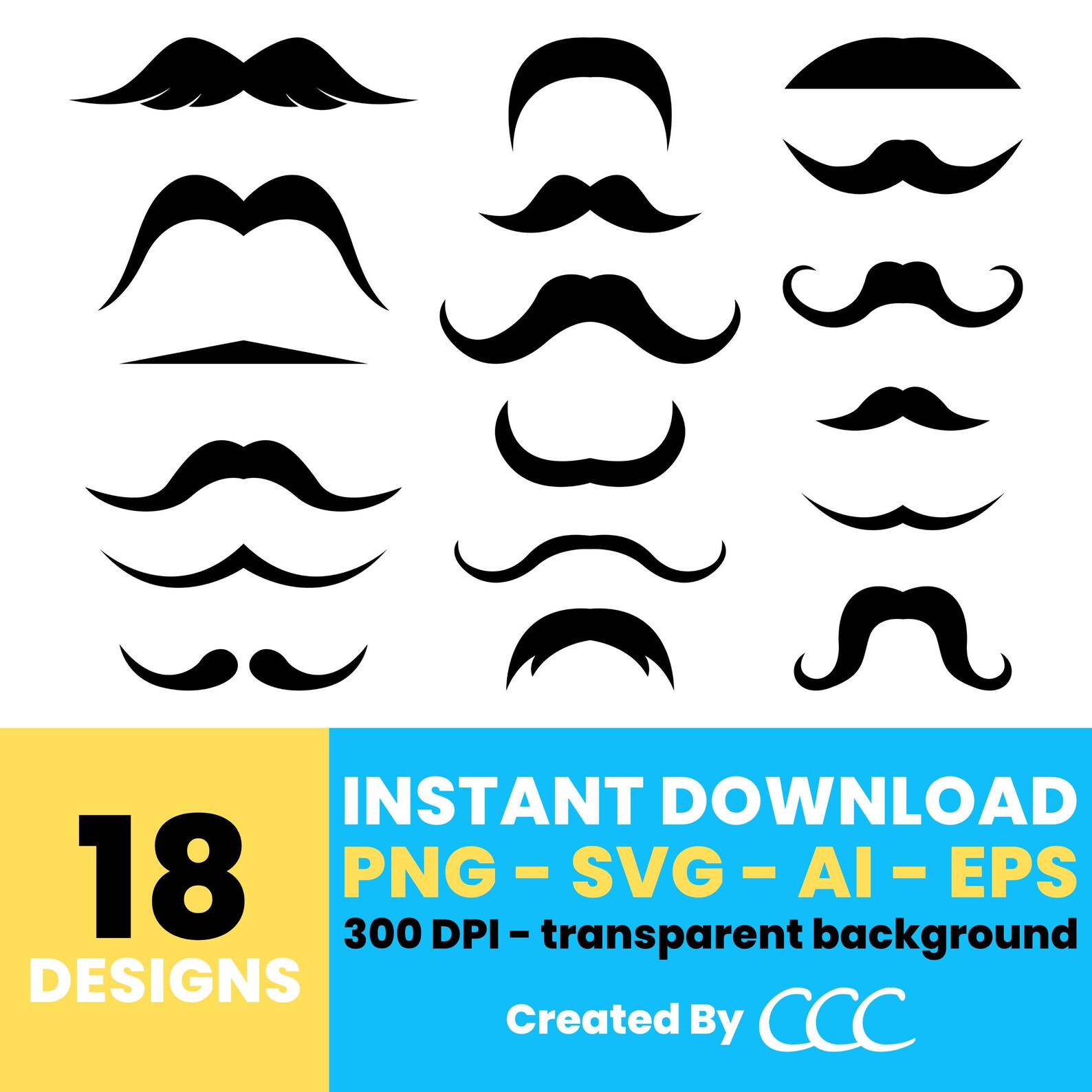 Mustache Clipart Collection – Vintage and Modern Mustache Graphics ...