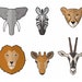 Heads of Wild Animals Clipart. Elephant, Zebra,tiger, Lion, Deer ...
