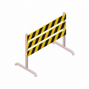 Isometric Under Construction Barrier Clipart Set, Commercial Use ...