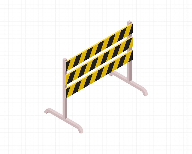 Isometric Under Construction Barrier Clipart Set, Commercial Use ...