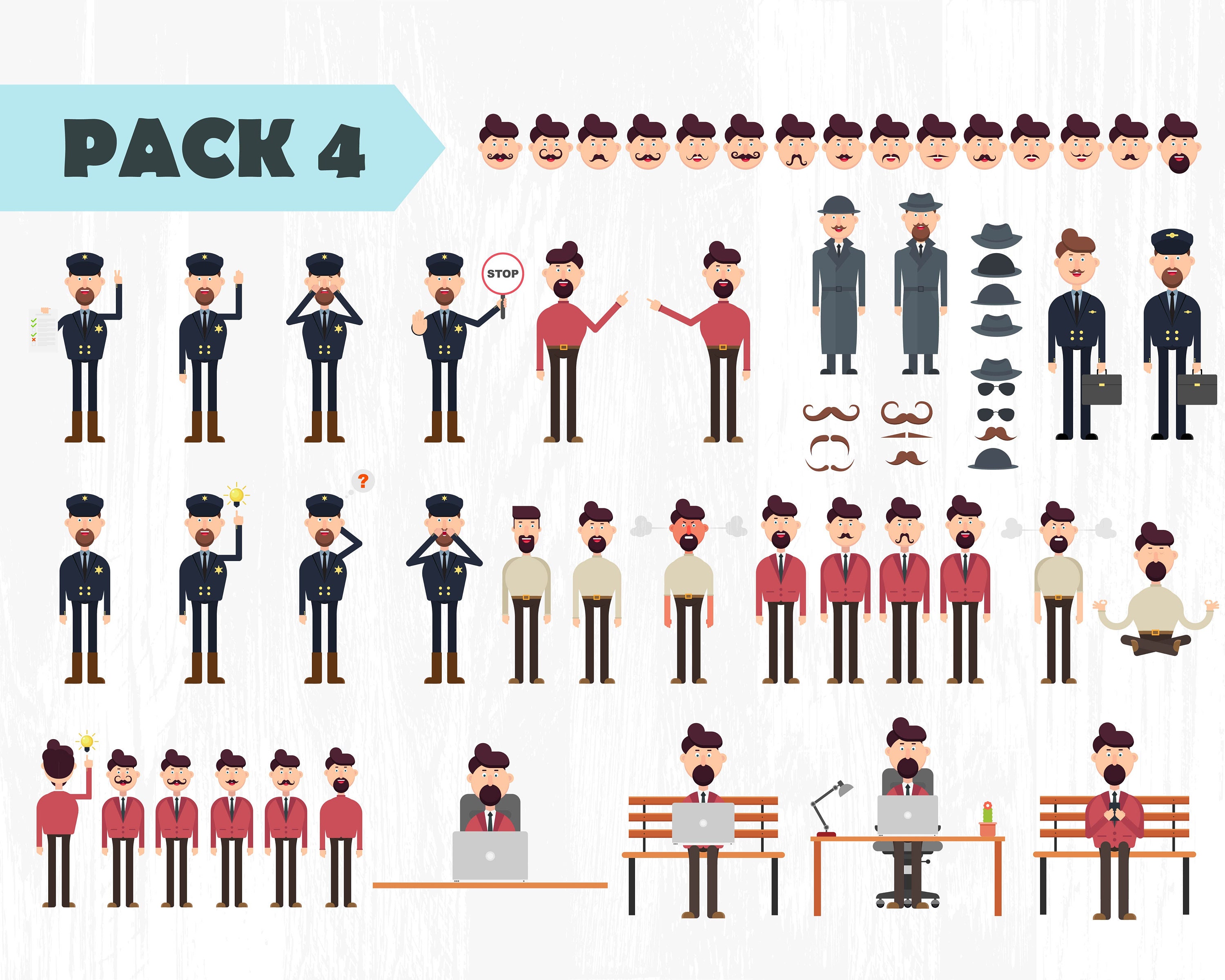 Man & Woman Character Package Clipart. People Businessman - Etsy