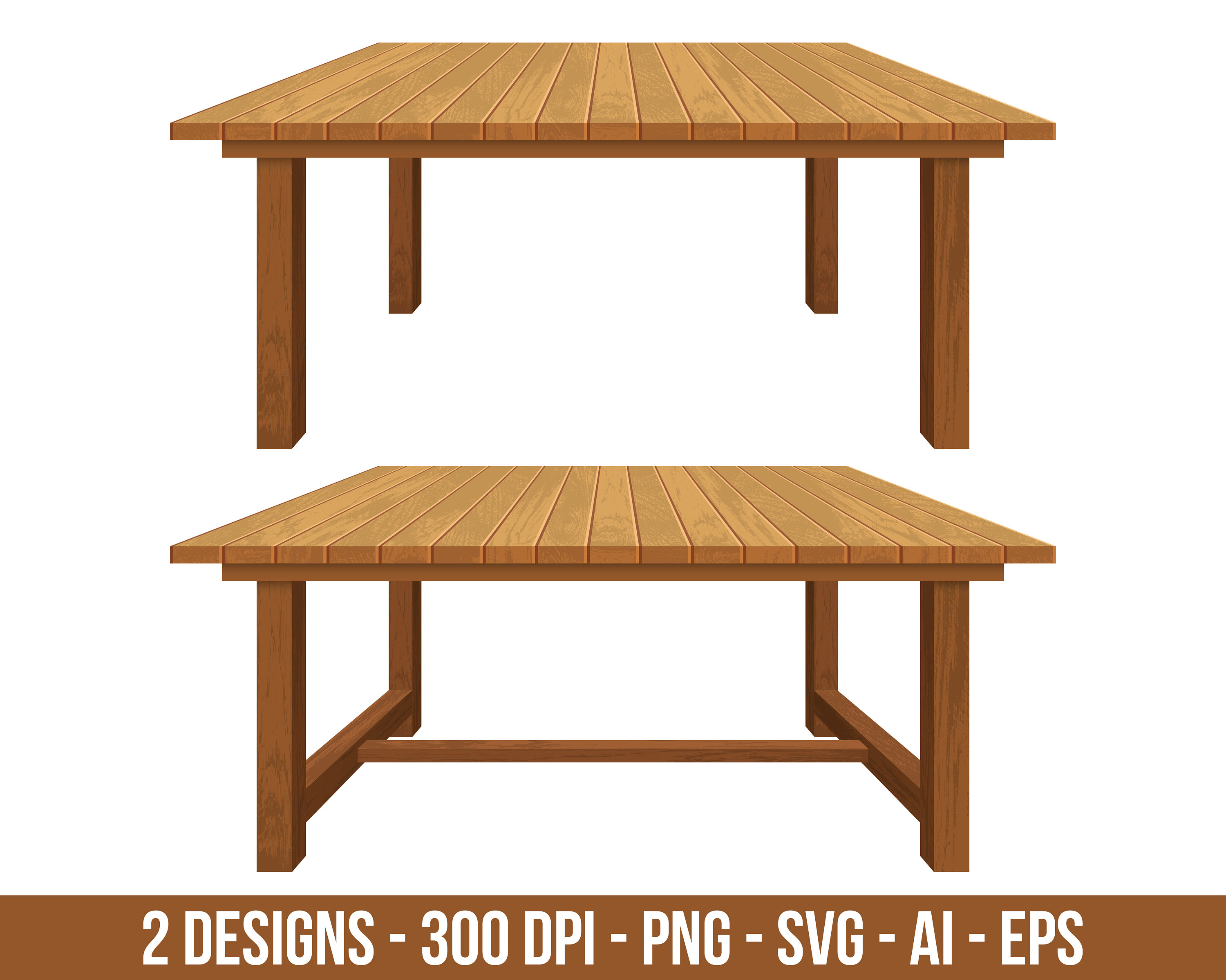 Wooden Texture Table Clipart Set. Digital Images or Vector Graphics for ...