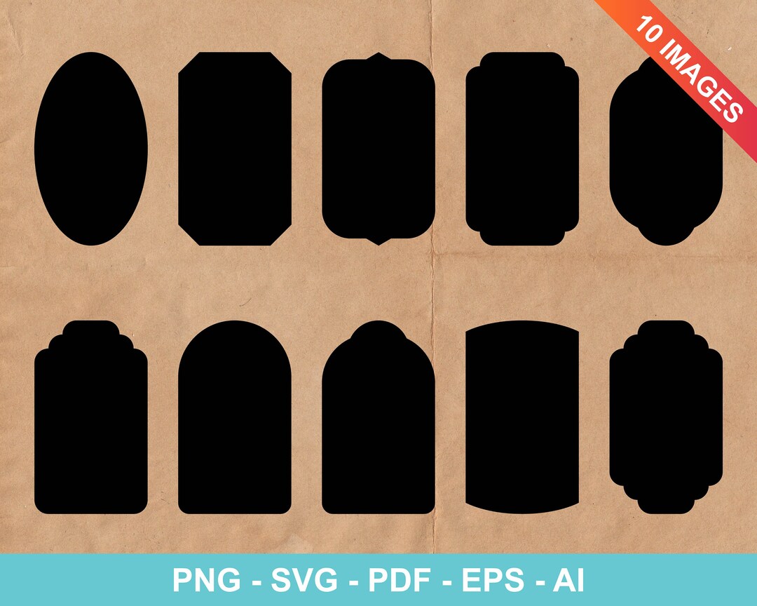 Vintage Tags Silhouette Clipart Set, Vector Graphics, Commercial Use ...