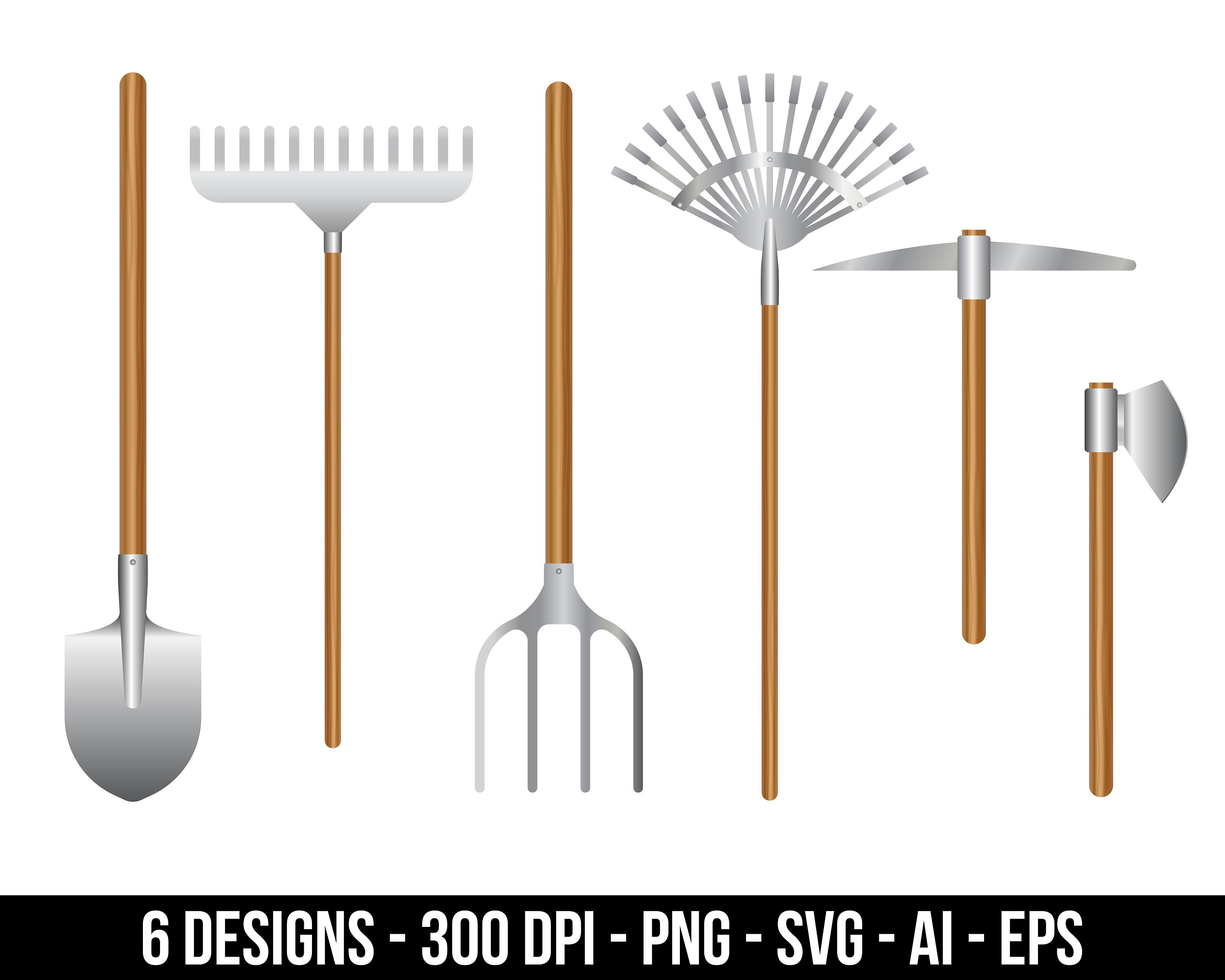 Gardening tools clipart set. Digital images or vector graphics | Etsy