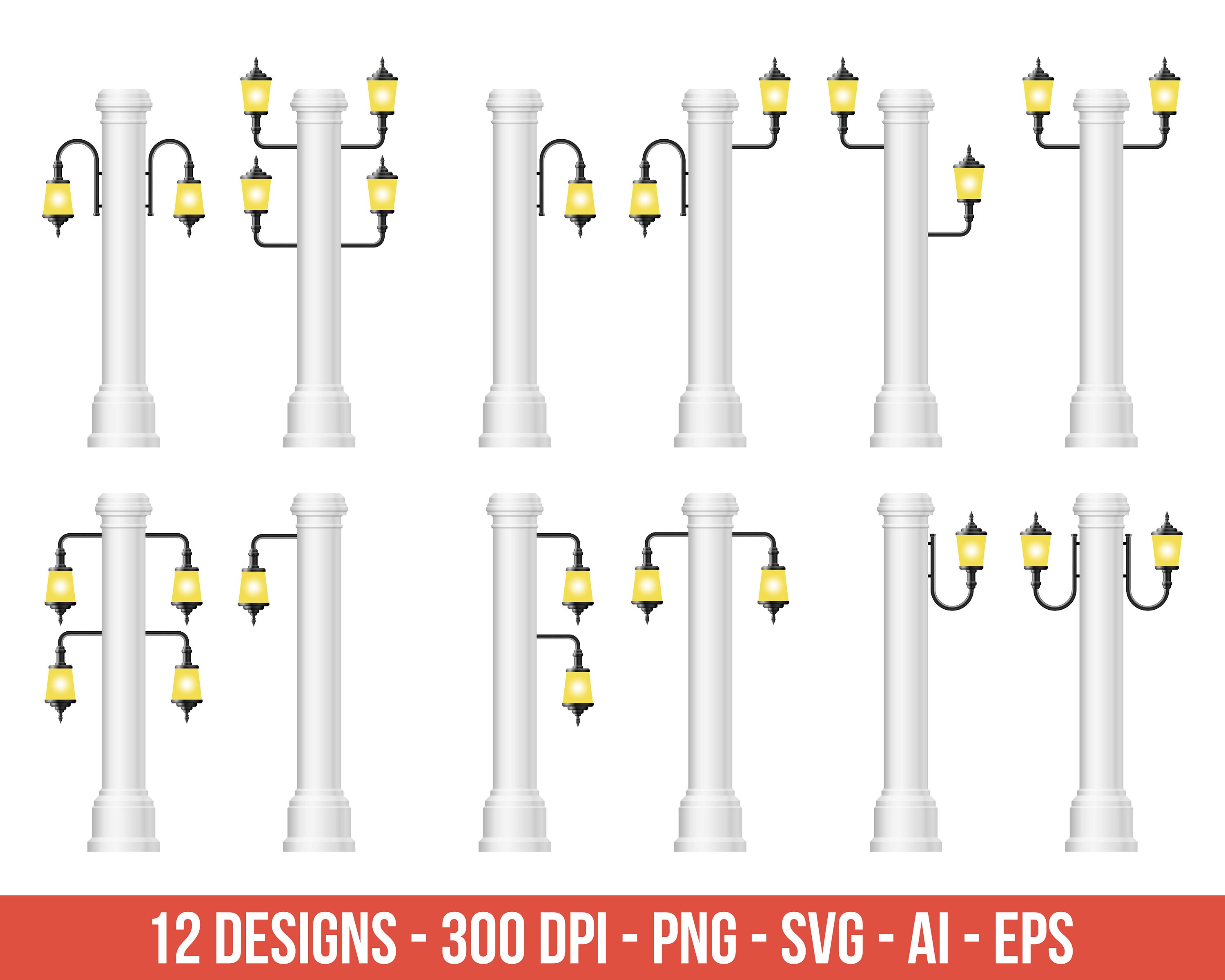 Vintage Street Lamp Clipart, Electric Lamp, Lamp Post – Clip Art ...