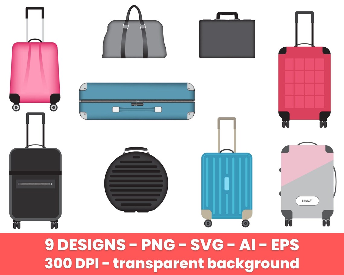 Travel Bag Clipart Set. Digital Images or Vector Graphics for ...