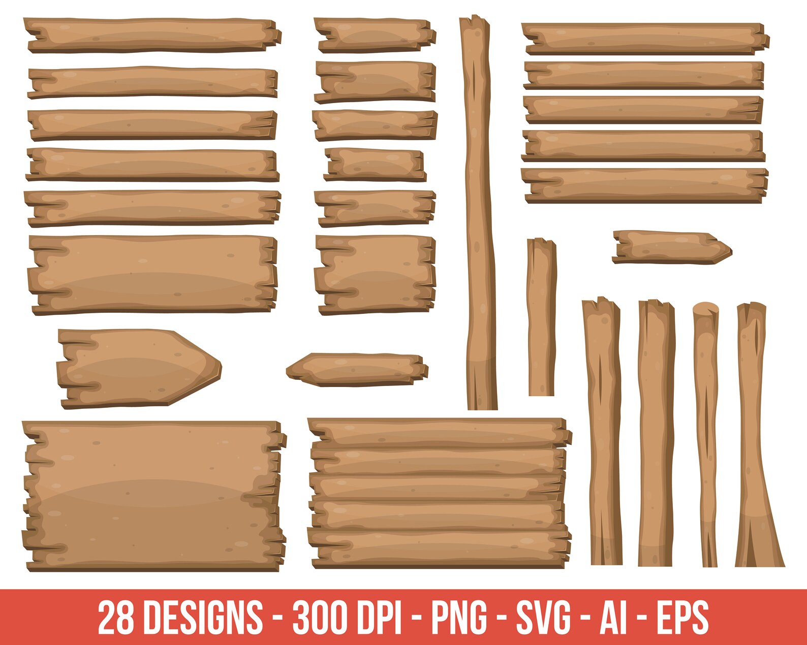 Wooden Planks Clipart Cartoon Style Clip Art Commercial - Etsy